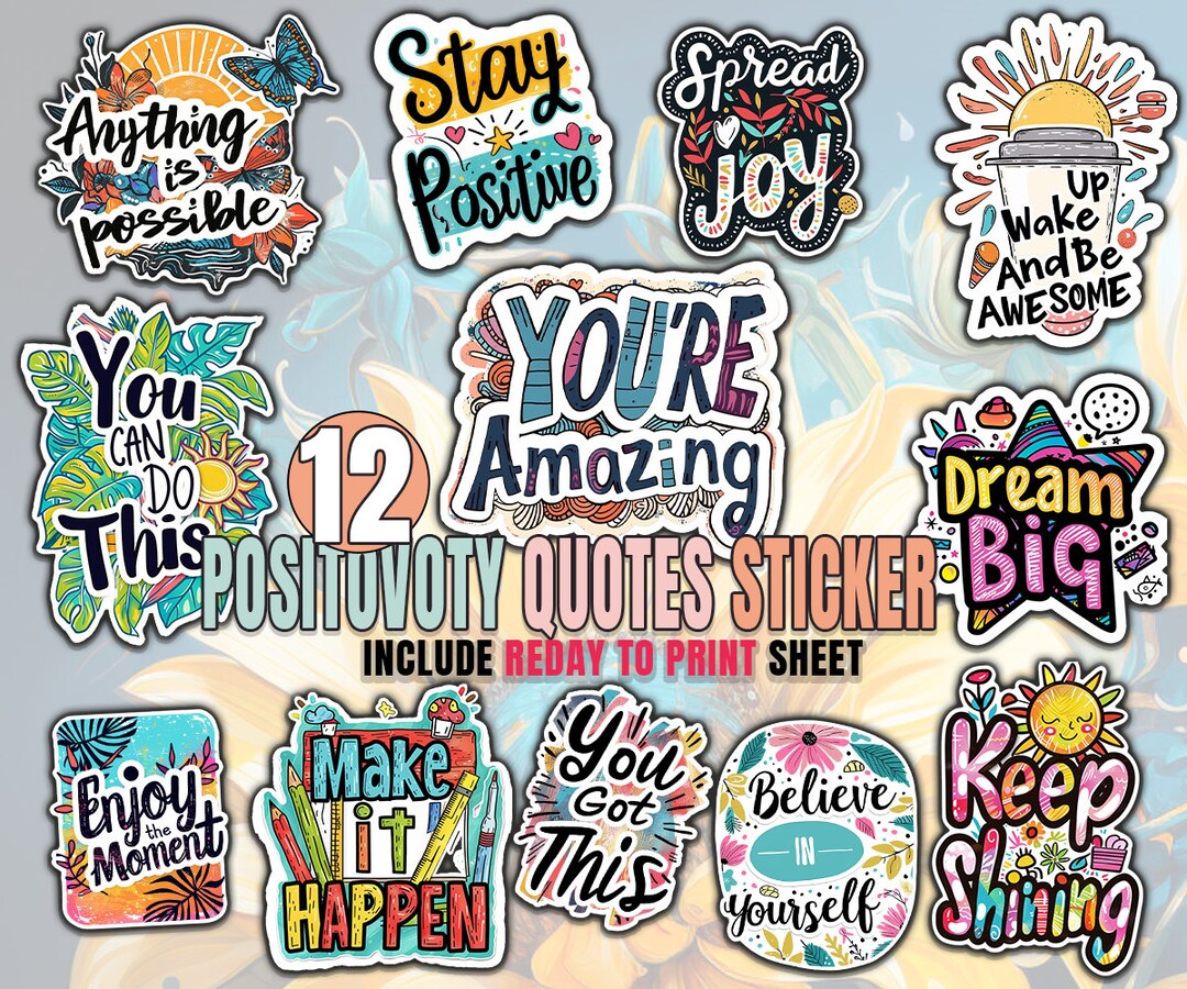 12 Inspirational Png, Digital Stickers Bundle, Mental Health Png ...