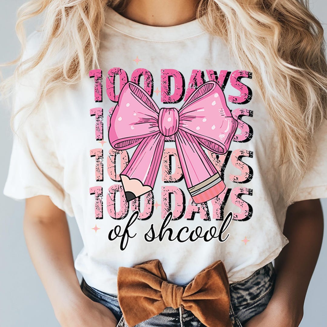 Coquette 100 Days of School Pencil PNG, 100 Day of School Png, 100 Days ...
