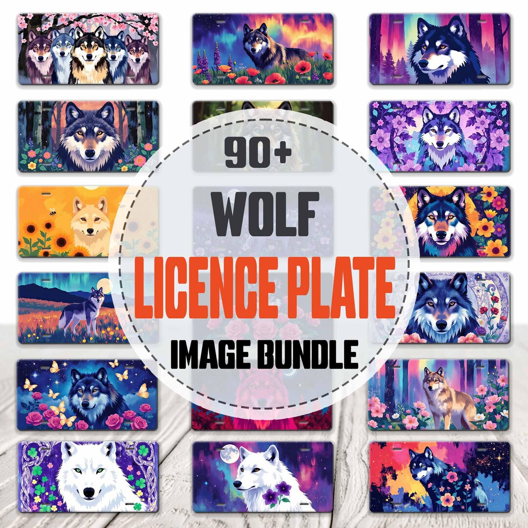 Wolf Licence Plate Sublimation Design, Licence Plate Designs, Licence ...