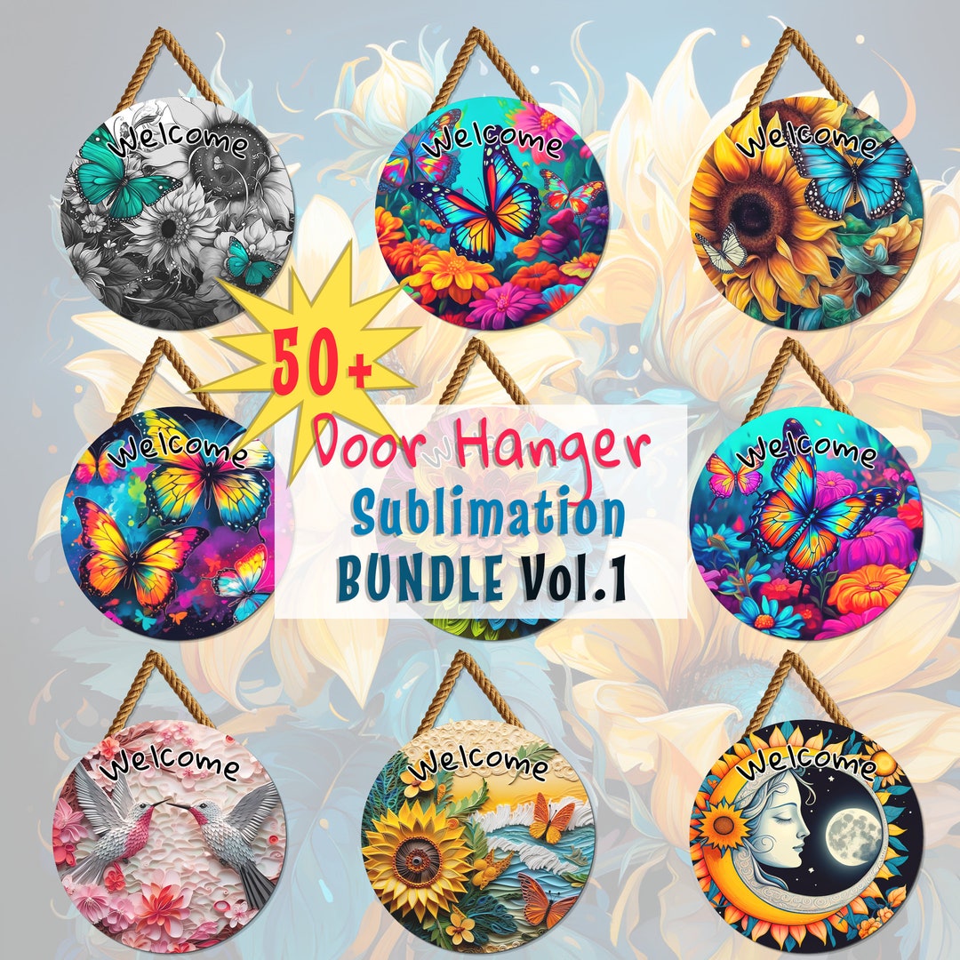 Door Hanger Design Bundle 50+, Door Sign Design PNG, Sublimation Design ...