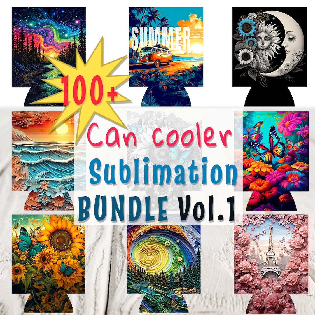 100+ PNG Can Cooler Sublimation Design Vol 1, Can Cooler Designs, Round ...