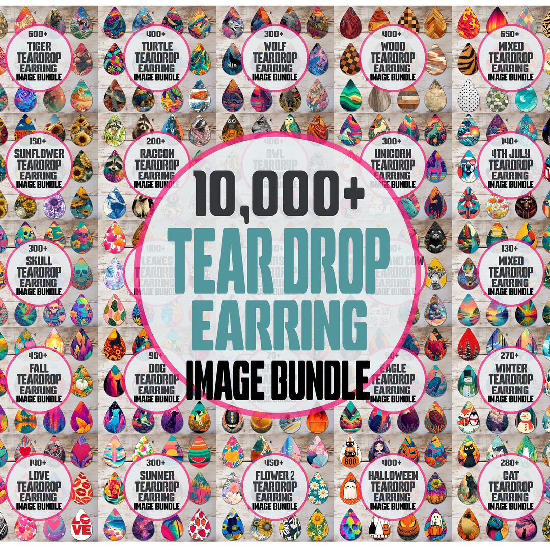 Mega Tear Drop Earring Sublimation Design Bundle, Earring Bundle ...