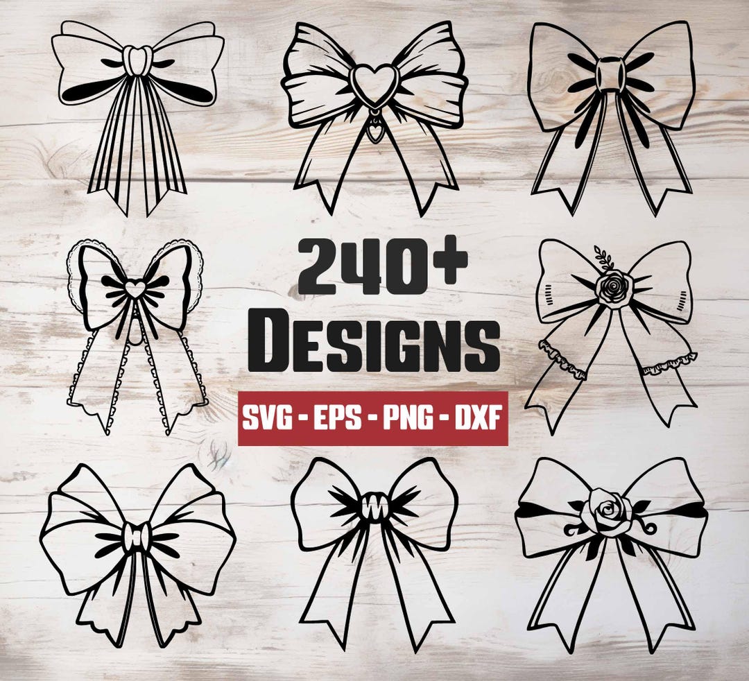 Ribbon Bow SVG Bundle, Ribbon Bow Vector, Ribbon Bow Silhouette, Bow ...