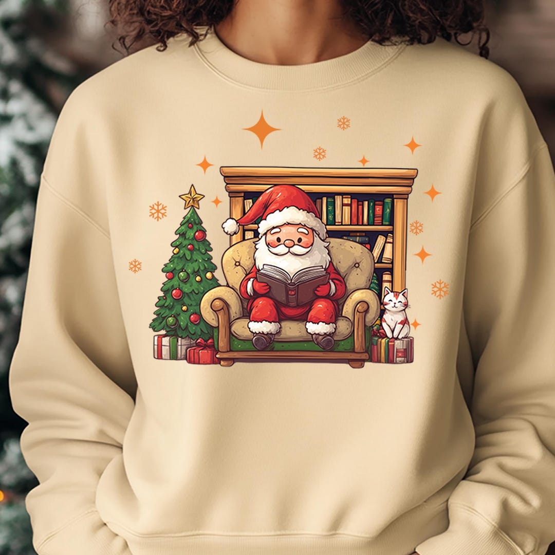 Cozy Christmas Bookshelf Png, Reader Book Club Sublimation Design ...