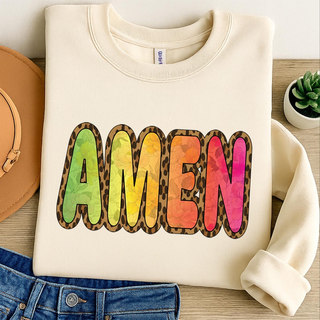 Amen Christian Leopard PNG Retro Varsity Faith Png Blessed Jesus Design ...