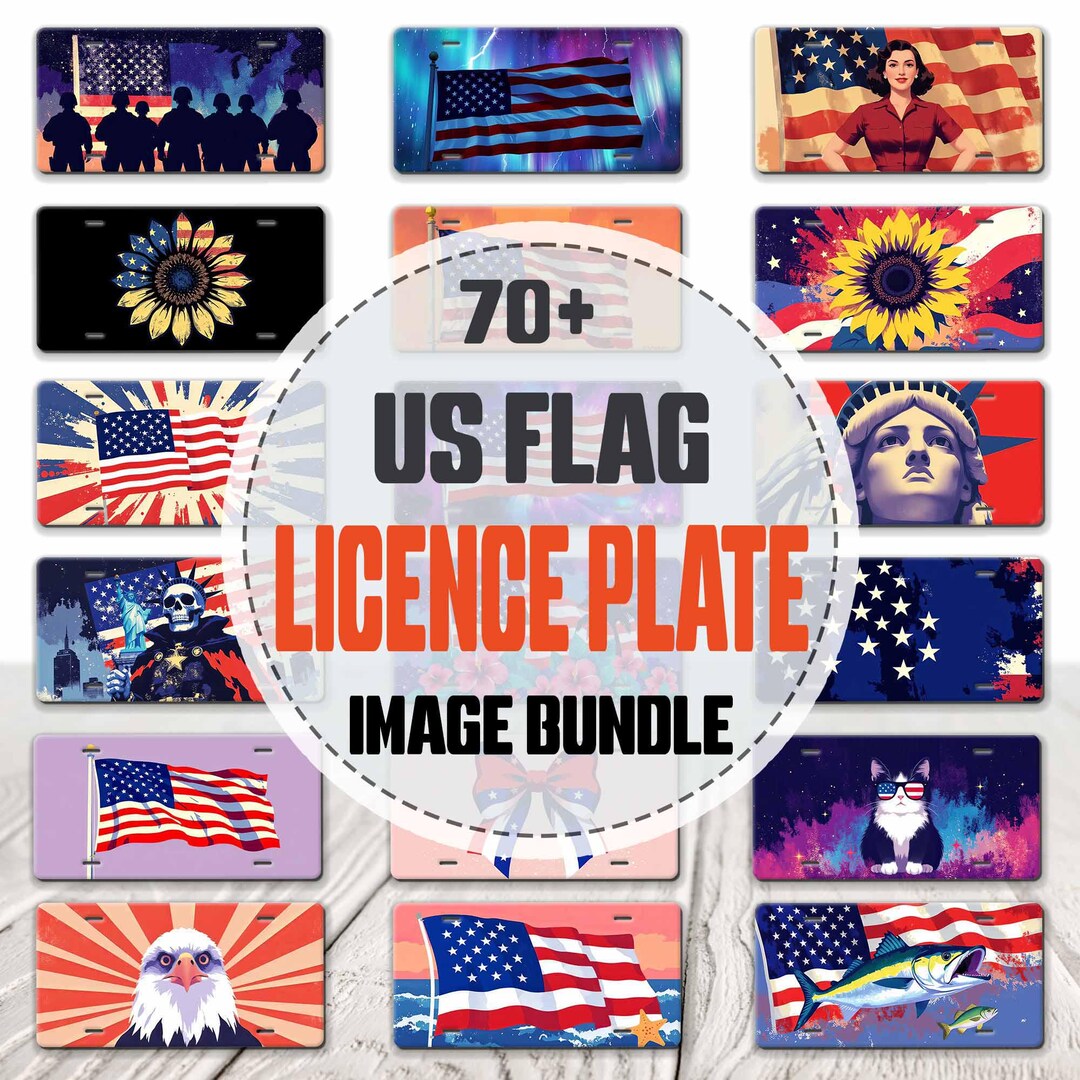 US FLAG Licence Plate Sublimation Design, Licence Plate Designs ...