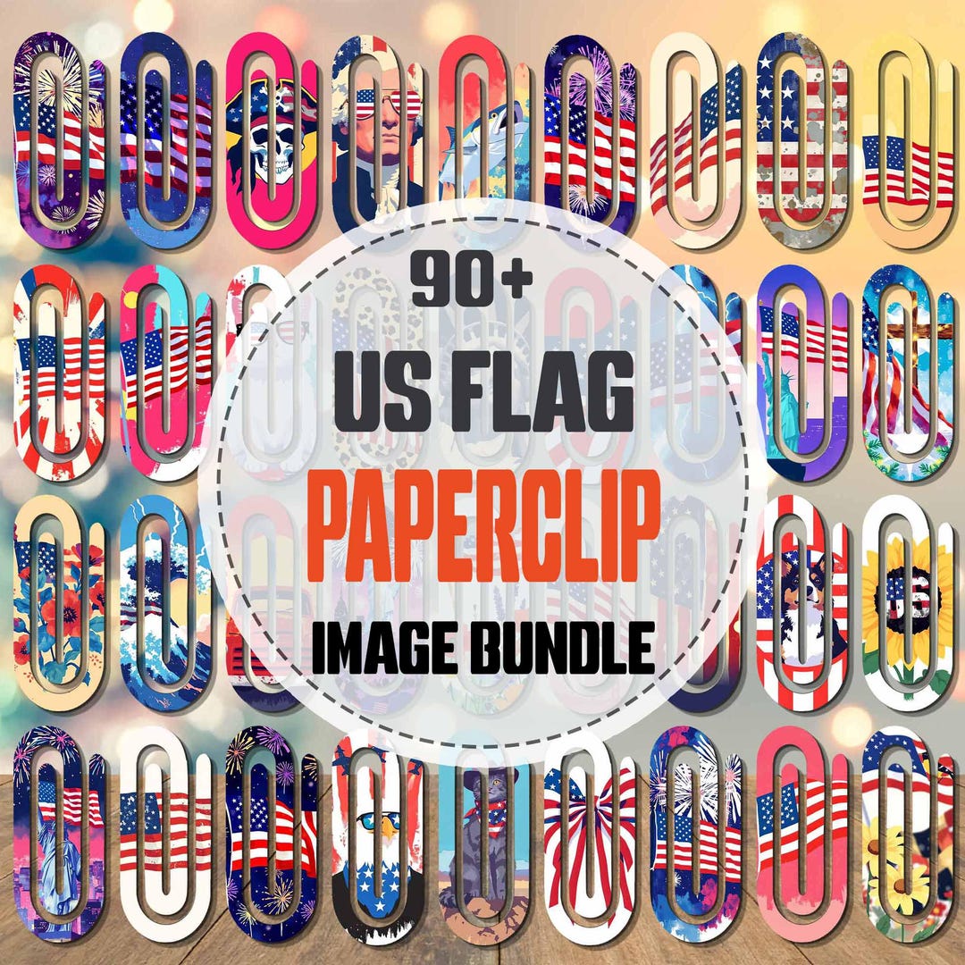 US Flag Jumbo Paper Clip Bookmark Png Bundle | Paper Clip Png | Jumbo ...