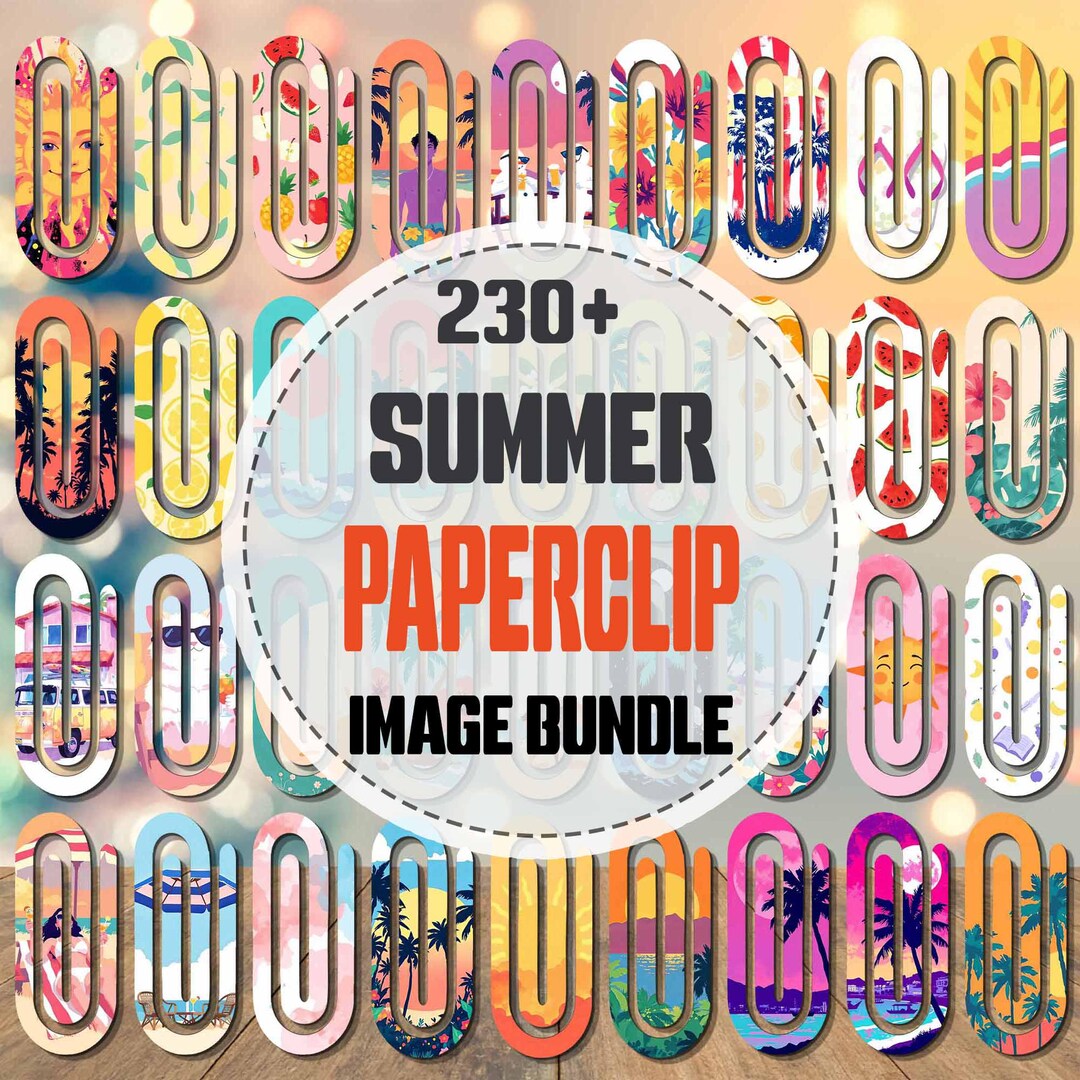 Summer Jumbo Paper Clip Bookmark Png Bundle | Paper Clip Png | Jumbo ...