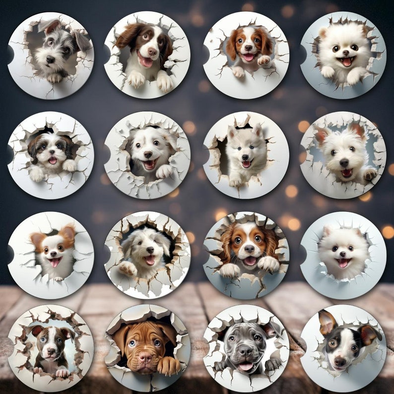 210+ Dog PNG Car Coaster Sublimation Design - Vol 20 Dogs, About 100 ...