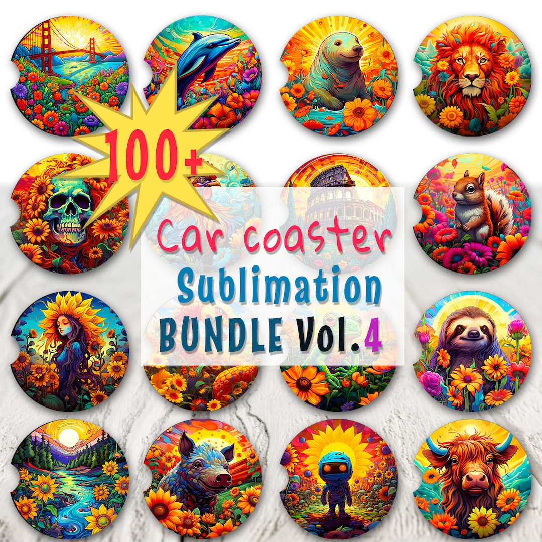 100+ PNG Car Coaster Sublimation Design New Vol 4, Car Coaster Designs ...