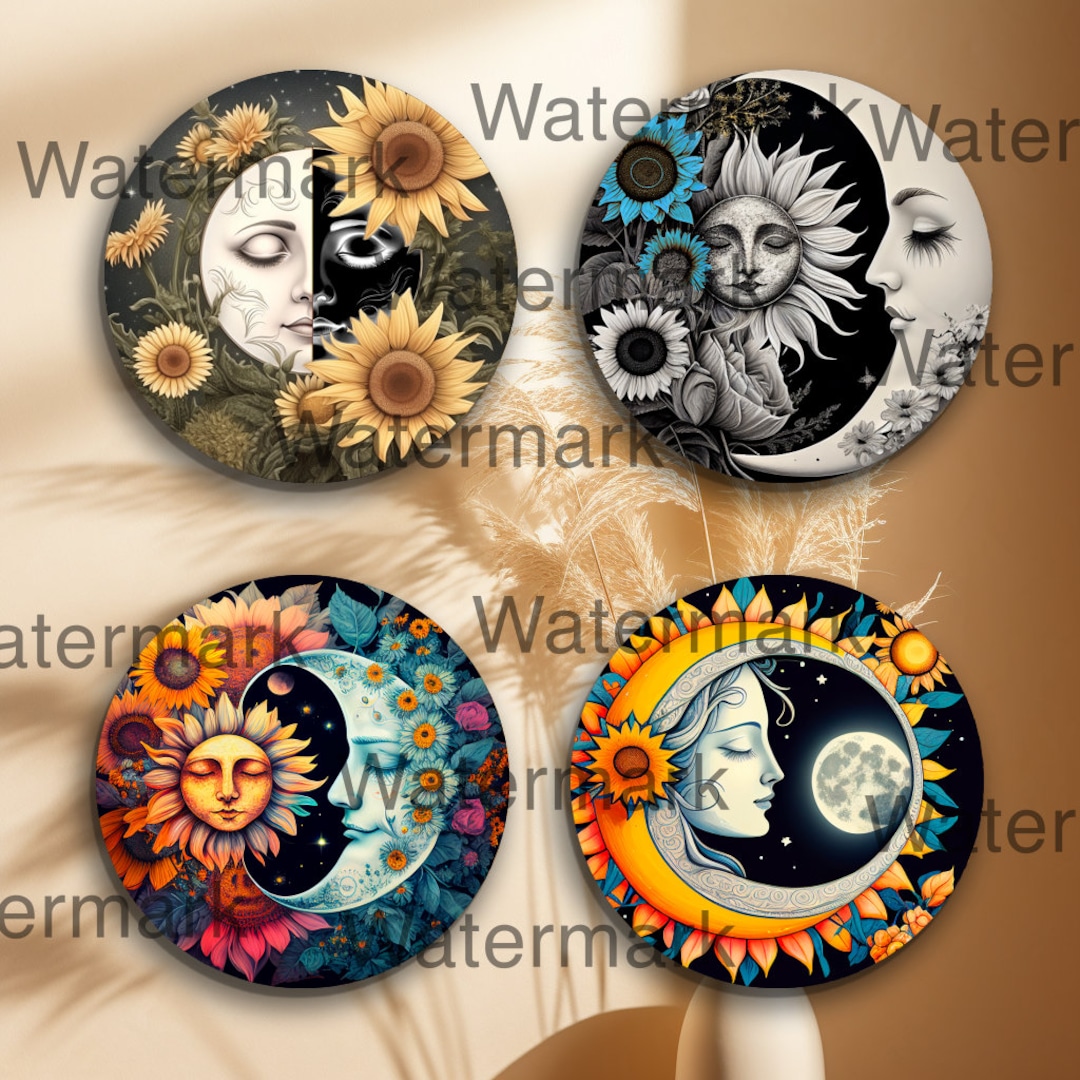 Celestial Moon Coaster Sublimation Design PNG, Car Coaster Designs ...