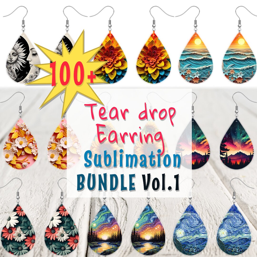 Tear Drop Earring Sublimation Design Bundle, Earring Bundle ...