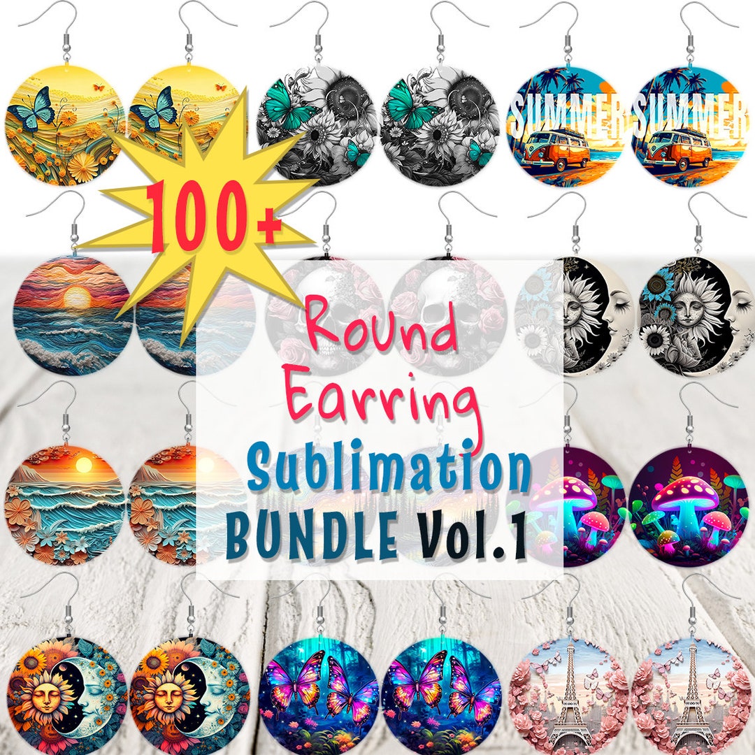 100 Round Earring Sublimation Design Bundle, Circle Earring Bundle, Sublimation Earring Blanks ...