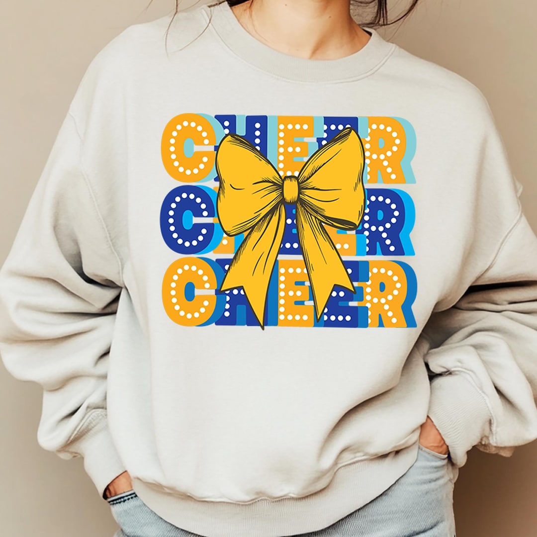 Cheerleading PNG, Coquette Cheer PNG, Blue Gold, Cheer Mom Png, Cheer ...