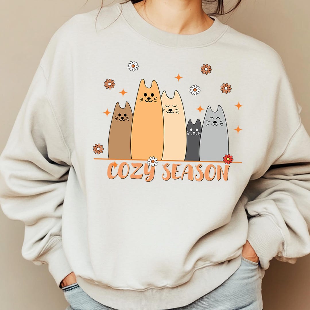 Cozy Fall Cat Png, Fall Cat Sublimation Design, Fall,autumn,trendy ...