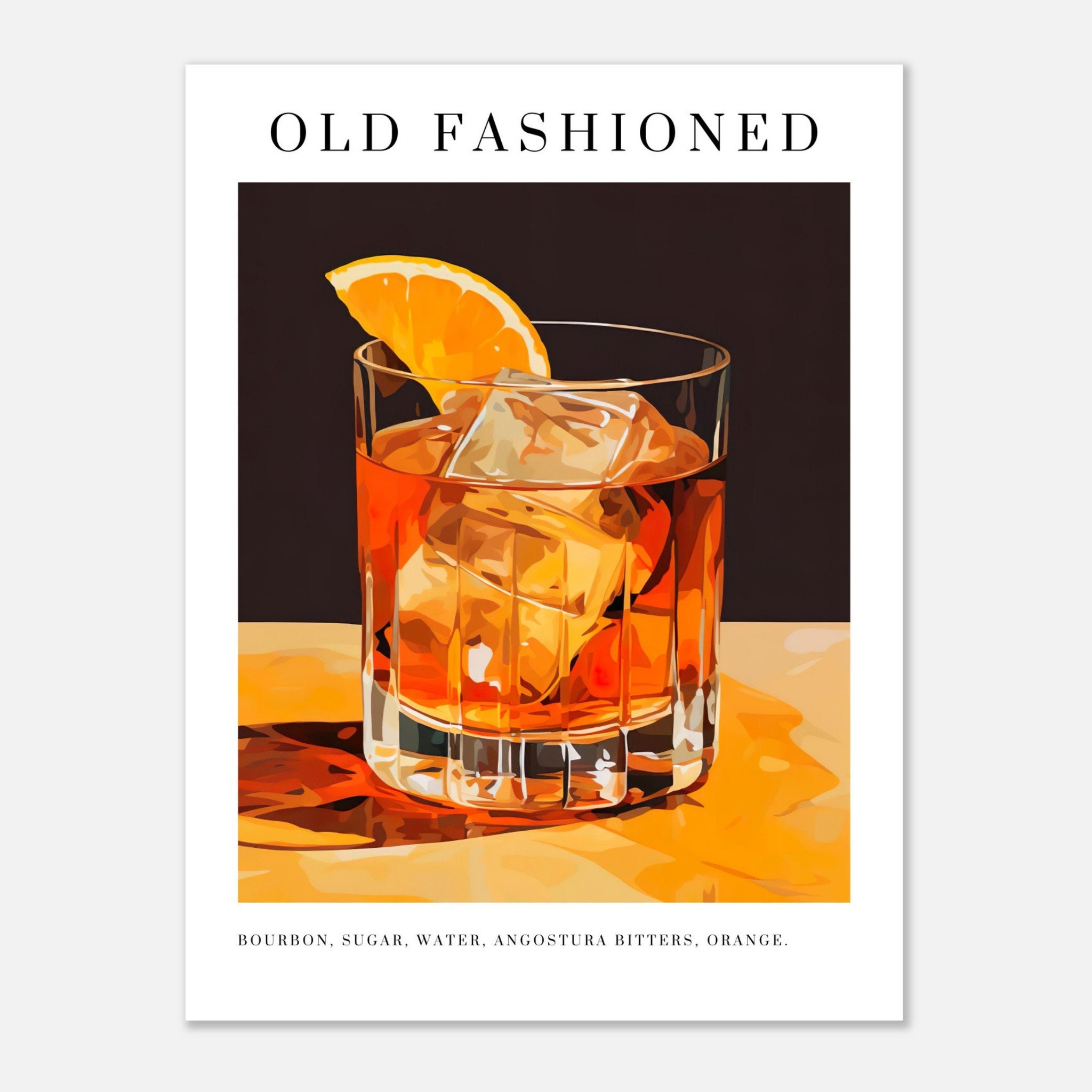 Old Fashioned Cocktail Poster Vintage Delights, Cocktail Prints ...