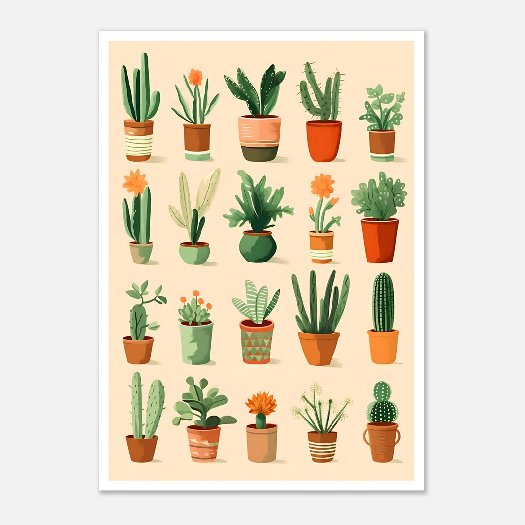 Succulent Collage Poster, Botanical Wall Art, Floral Decor Posters ...