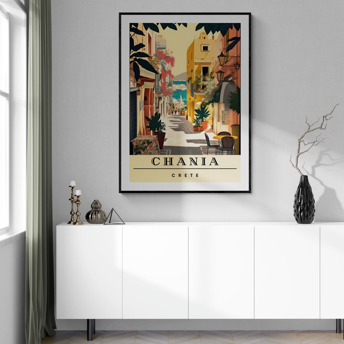 Retro Wallart Poster, Chania Print, Artful Travel Print, Wall Art Dorm ...