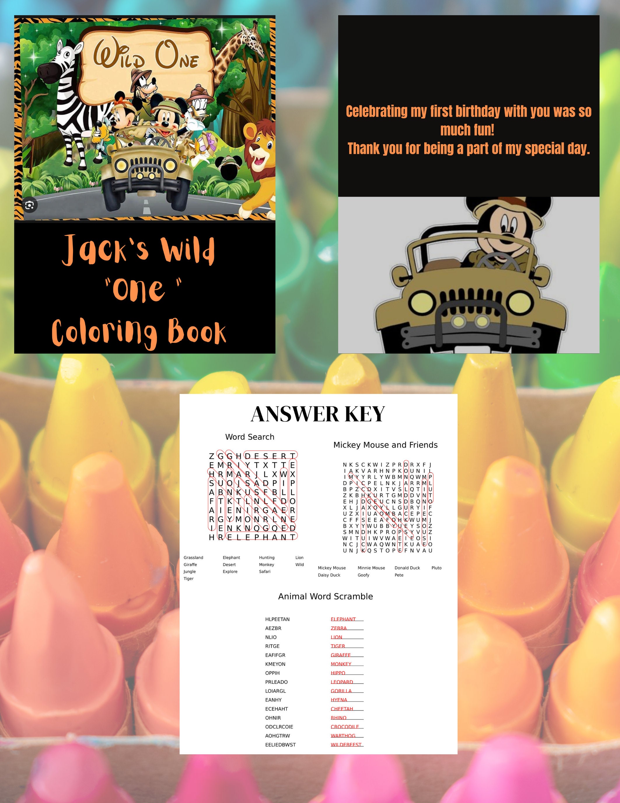 Mickey Mouse Safari "wild One" Birthday Bundle - Etsy