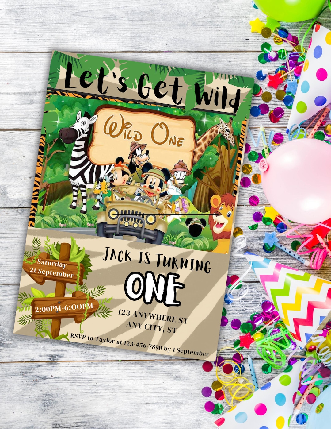 Mickey Mouse Safari "wild One" Birthday Invitation ONLY - Etsy