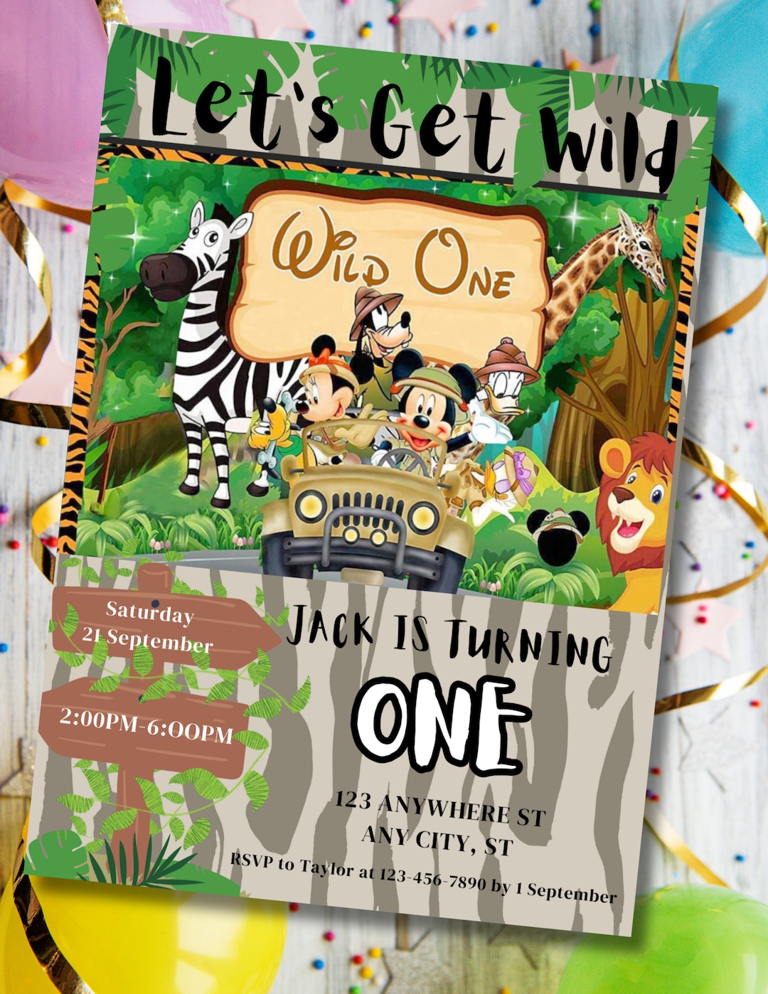 Mickey Mouse Safari "wild One" Birthday Bundle - Etsy