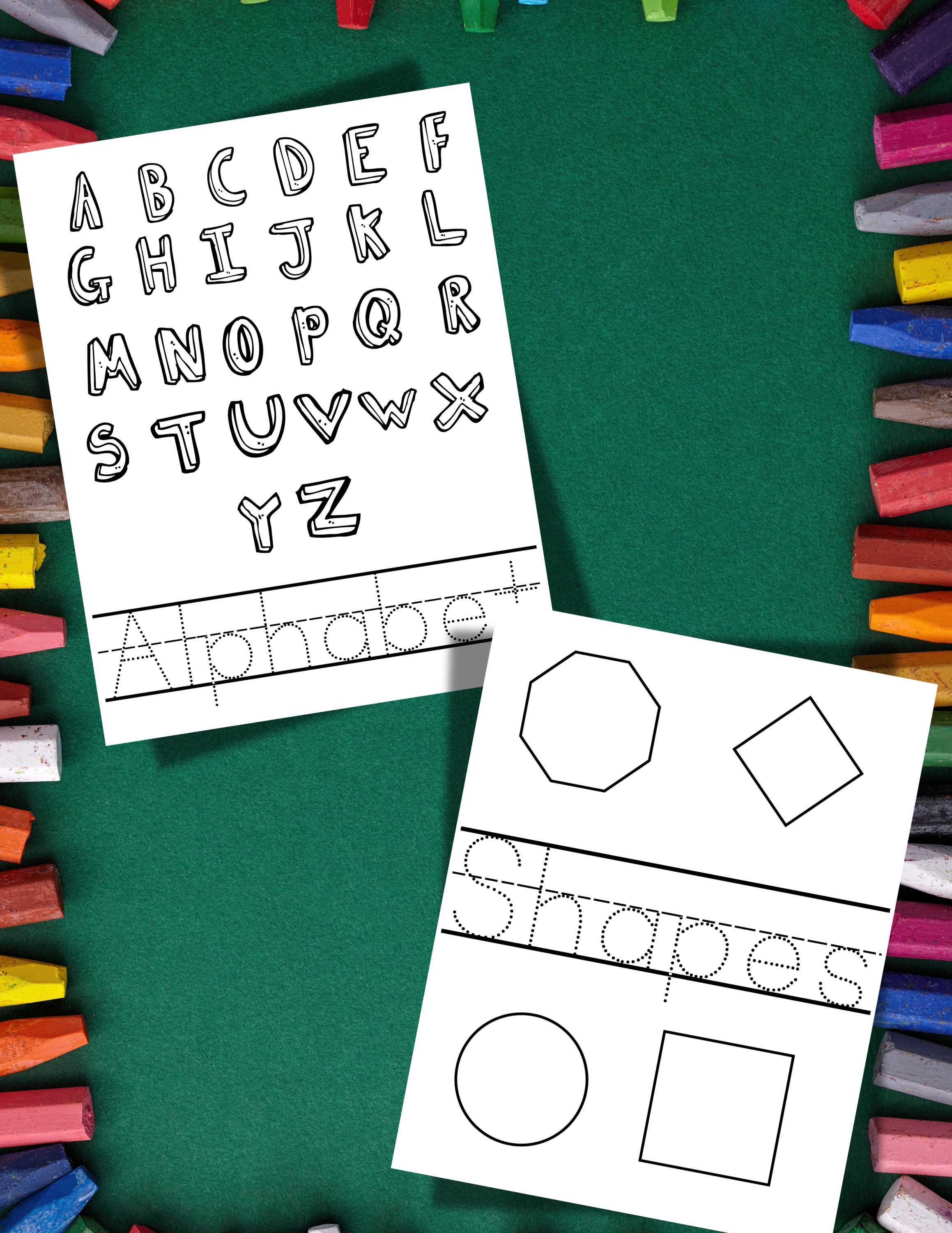 Numbers, Letters, and Shapes Tracing and Coloring Pages - Etsy