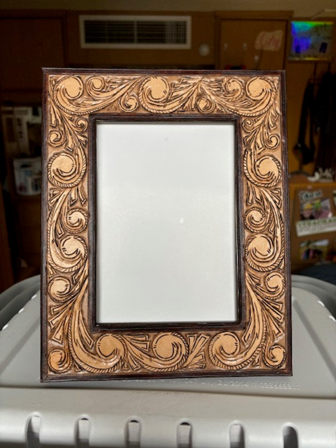 Tooled Leather Picture Frame, Leather Picture Frame, Western Home Decor ...