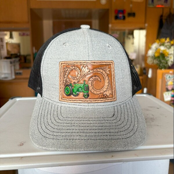 Tooled Leather Hat - Etsy