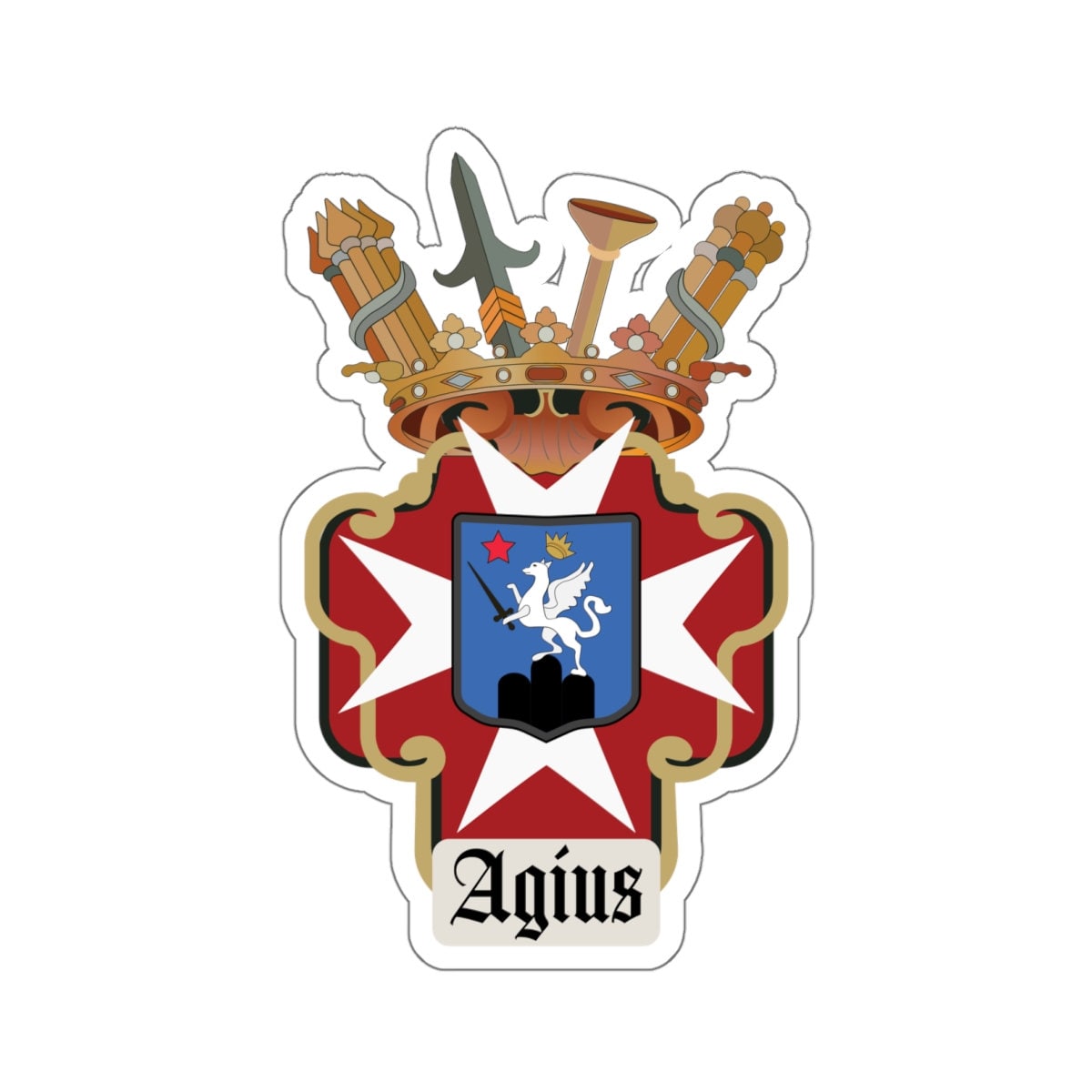 AGIUS Maltese Surname Family Crest Sticker - Etsy
