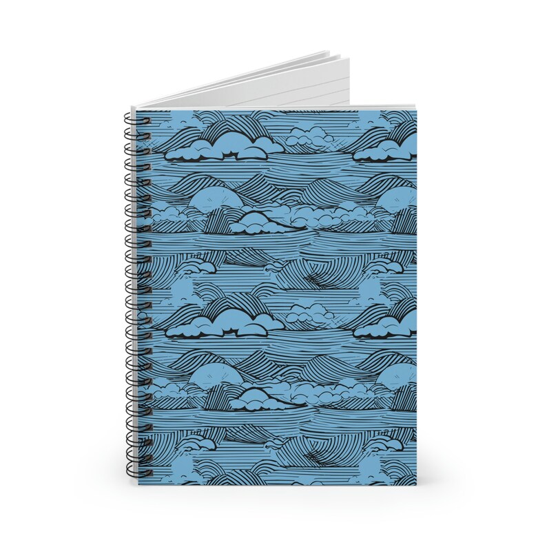 Blue Beach Dark Waves Spiral Notebook Ruled Line - Etsy