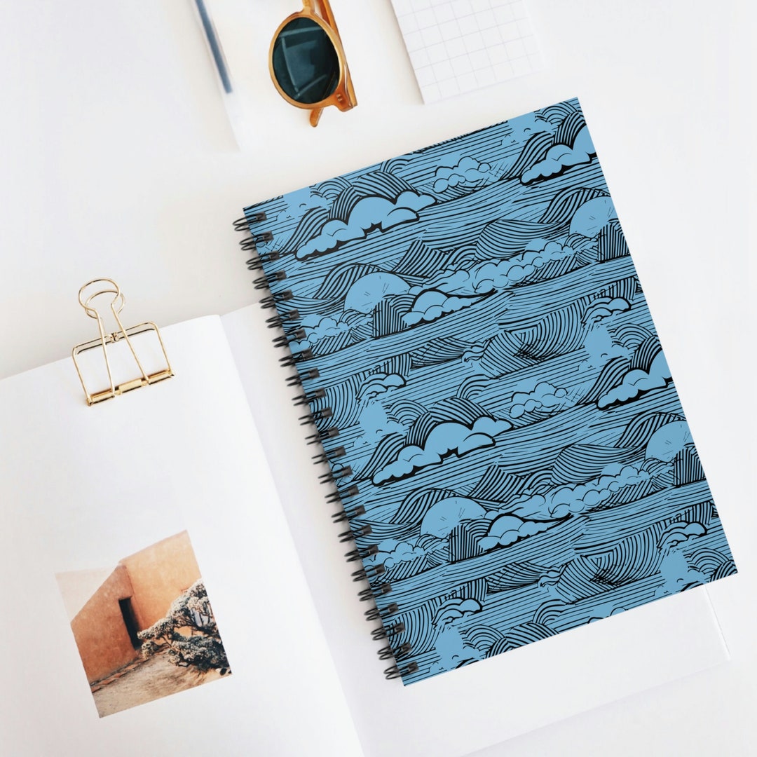Blue Beach Dark Waves Spiral Notebook Ruled Line - Etsy