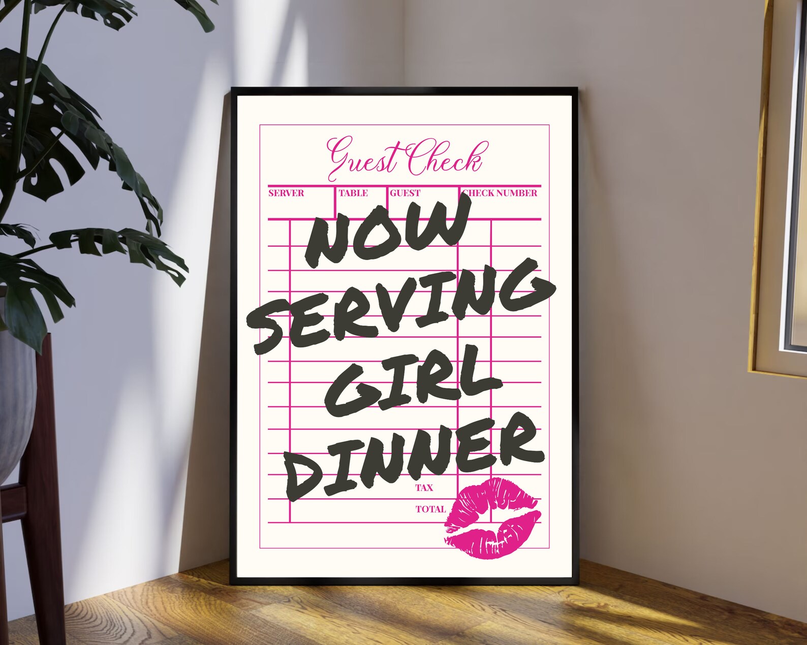 Now Serving Girl Dinner, Girl Dinner Poster, Guest Check Poster, Guest ...