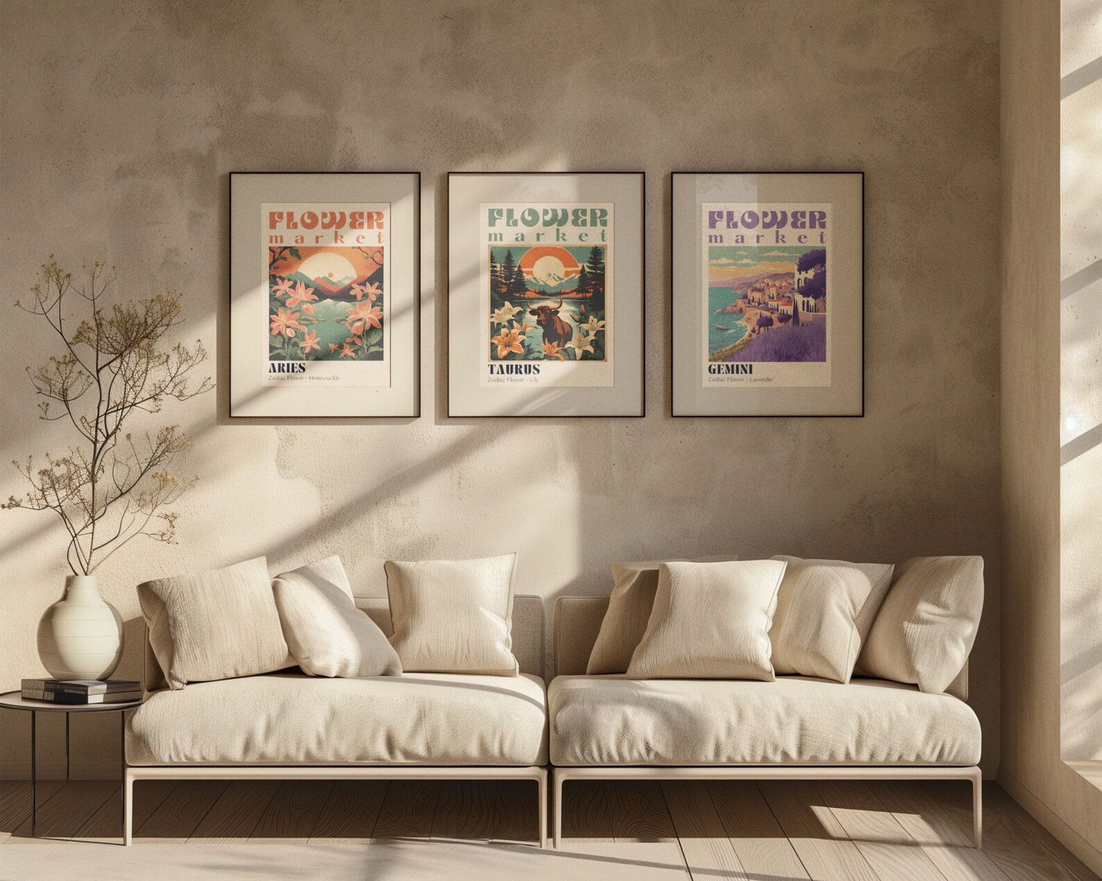 Zodiac Birth Flower Print Birth Month Poster Birth Month Flower Grandma ...