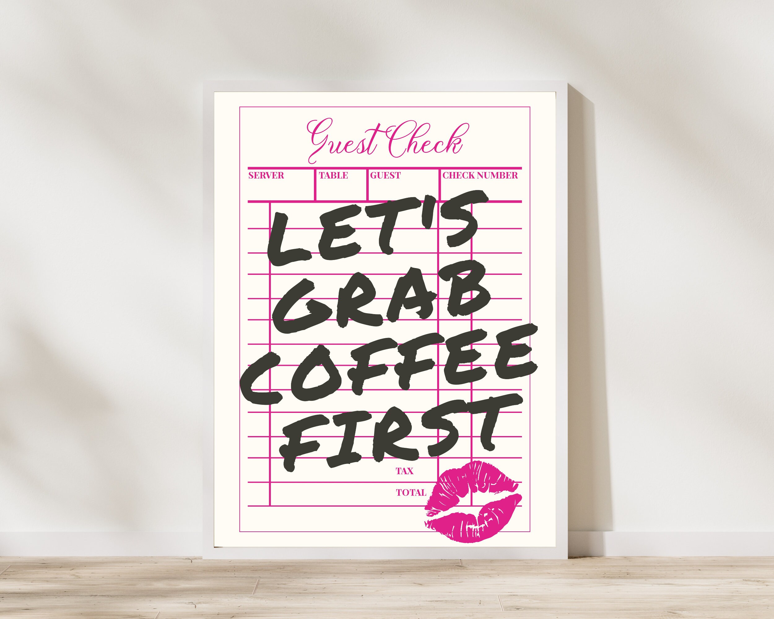 Let's Grab Coffee First, Guest Check Poster, Guest Check Print, Guest ...