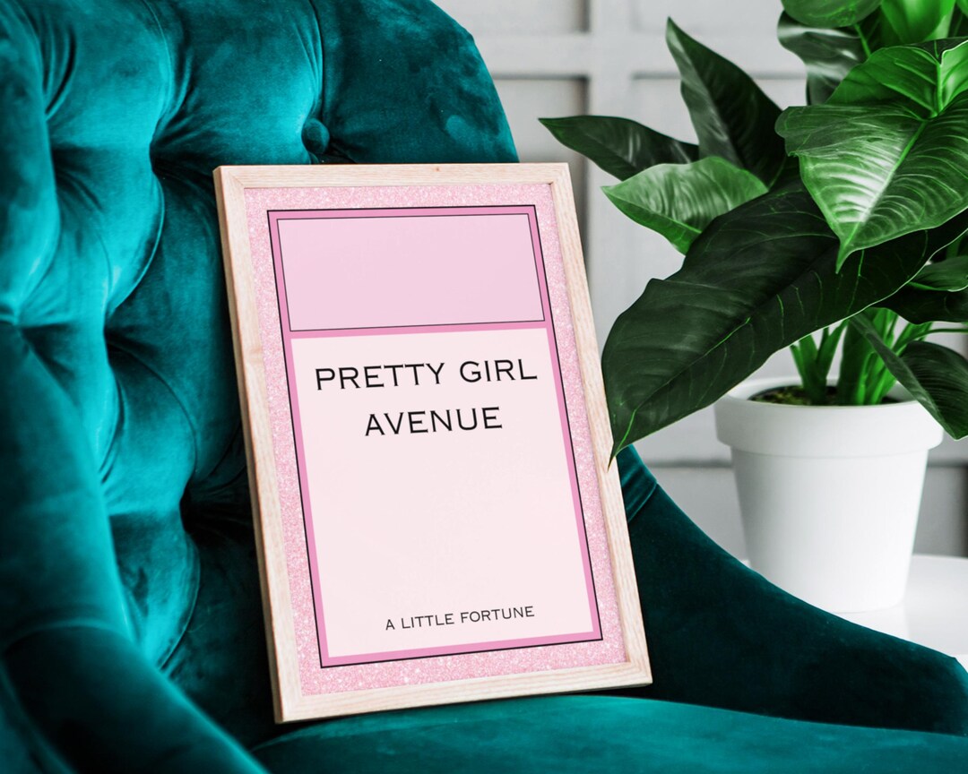 Pretty Girl Avenue Poster Pink Trendy Typography Print Coquette Room ...