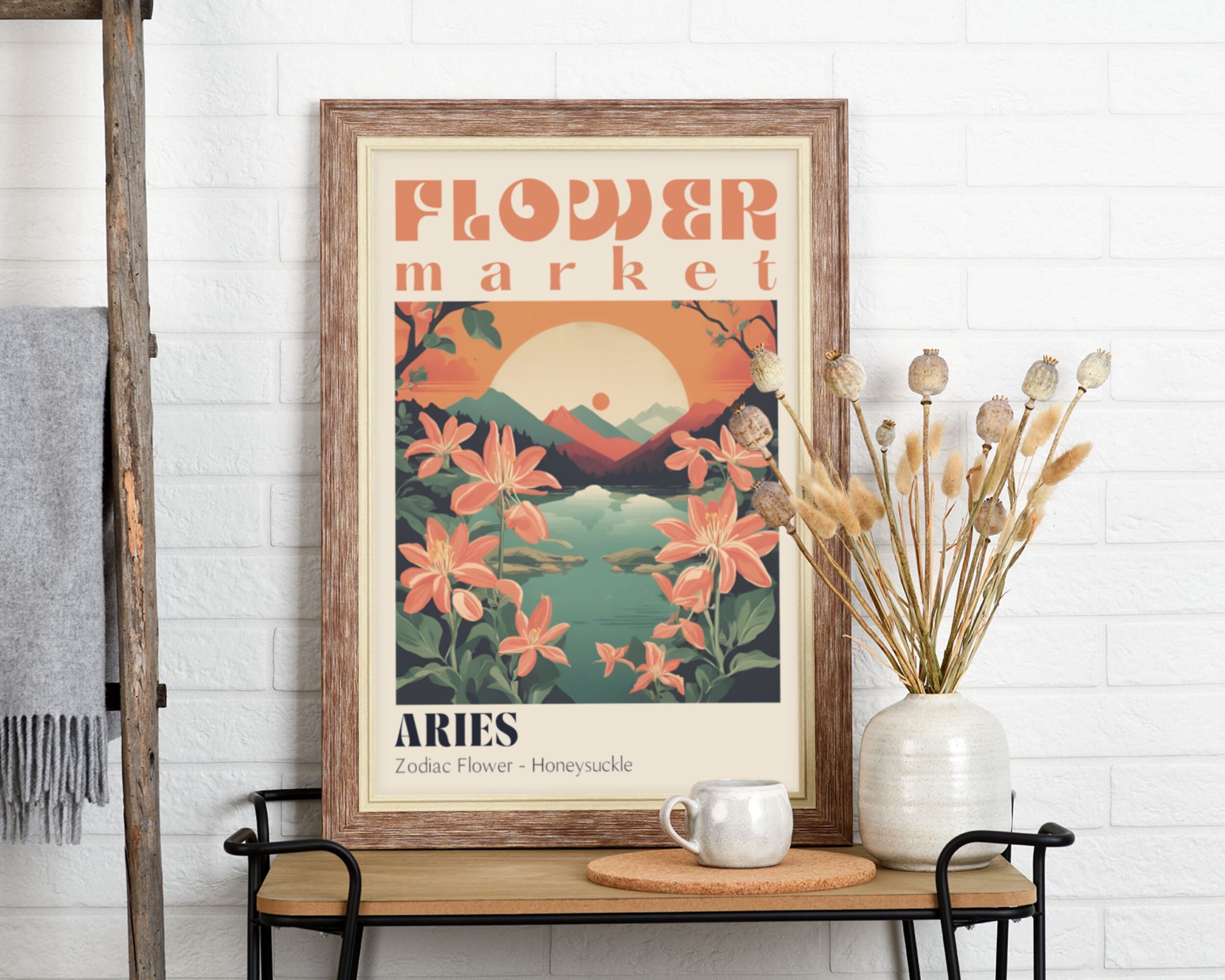 Zodiac Birth Flower Print Birth Month Poster Birth Month Flower Grandma ...