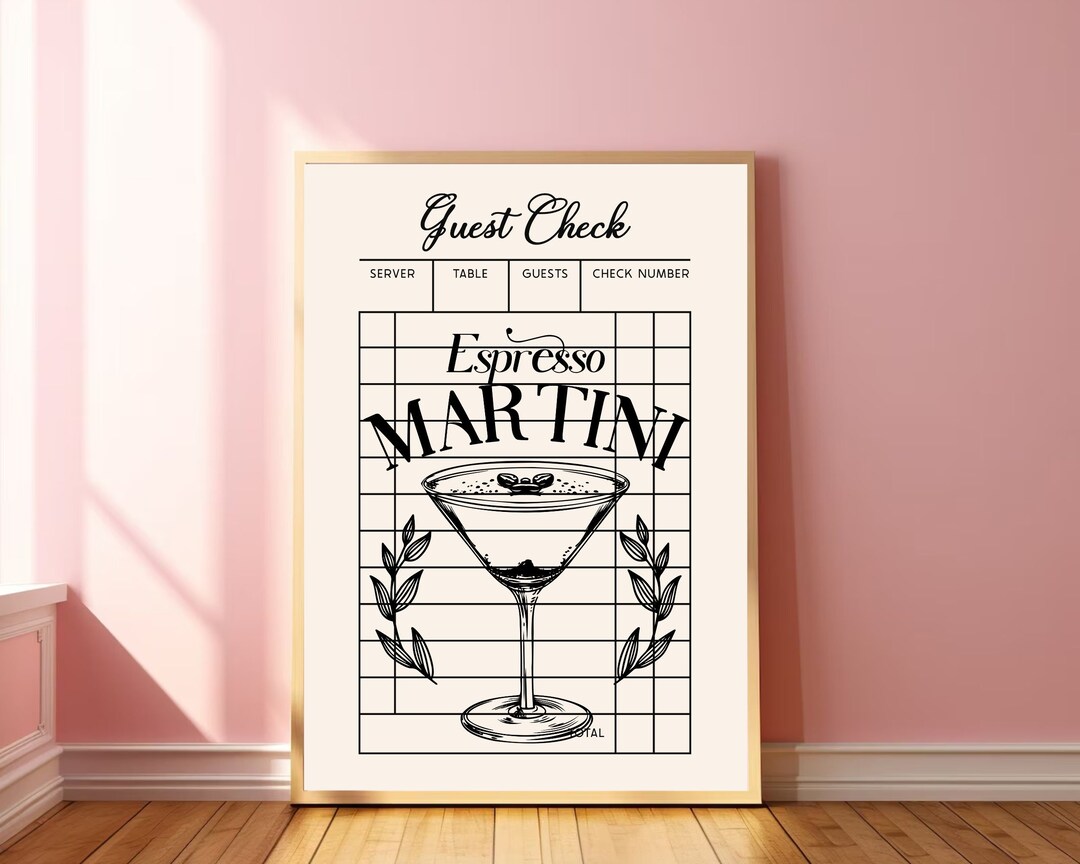 Trendy Guest Check Espresso Martini Art Retro Coffee Poster Minimalist Receipt Retro Bar Cart ...