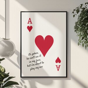 New Romantics Poster Ace of Hearts Art Printable Ace Art Ace Card Wall ...