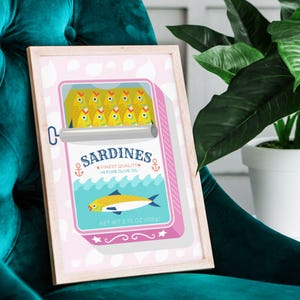 Sardine Print Sardines Wall Art Seafood Print Tinned Sardines Art Retro ...
