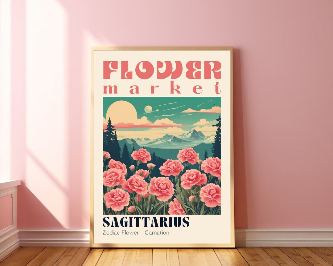 Sagittarius Poster Trendy Zodiac Print Astrology Poster Retro Travel ...