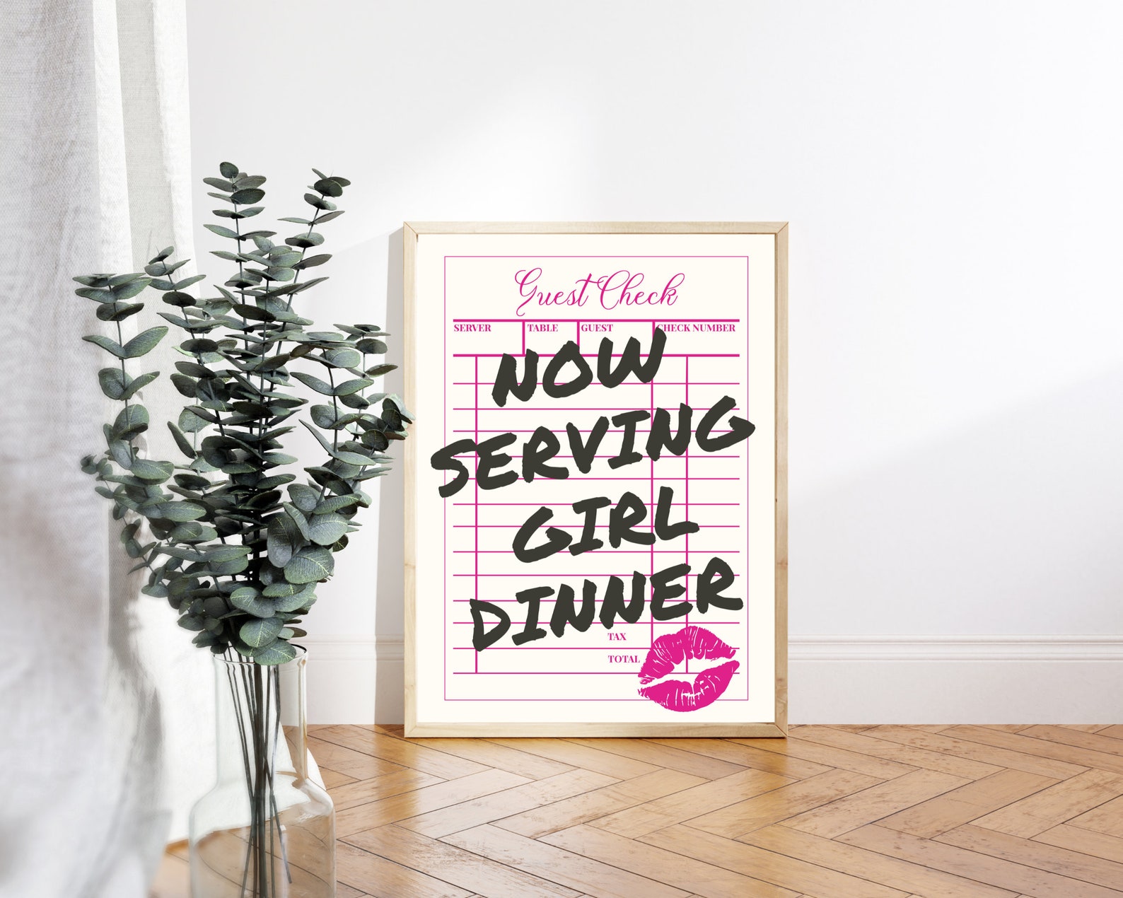 Now Serving Girl Dinner, Girl Dinner Poster, Guest Check Poster, Guest ...