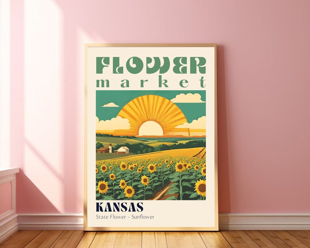 Kansas State Flower Market Poster, Matisse Flowermarket Wallart, Boho ...