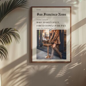 Dilly Dally Print Leopard Boots Print Trendy Vintage Newspaper Art ...