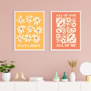 Daylight Poster, Set of 2 Posters, Retro Flower Print, Preppy Wall Art ...
