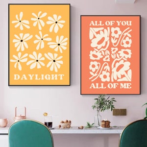 Daylight Poster, Set of 2 Posters, Retro Flower Print, Preppy Wall Art ...