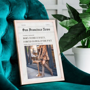 Dilly Dally Print Leopard Boots Print Trendy Vintage Newspaper Art ...