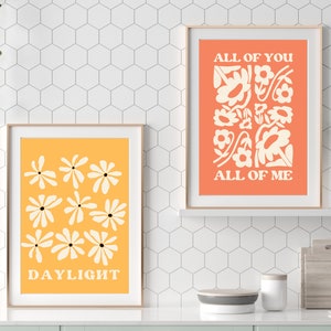 Daylight Poster, Set of 2 Posters, Retro Flower Print, Preppy Wall Art ...