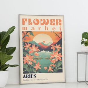 Zodiac Birth Flower Print Birth Month Poster Birth Month Flower Grandma ...