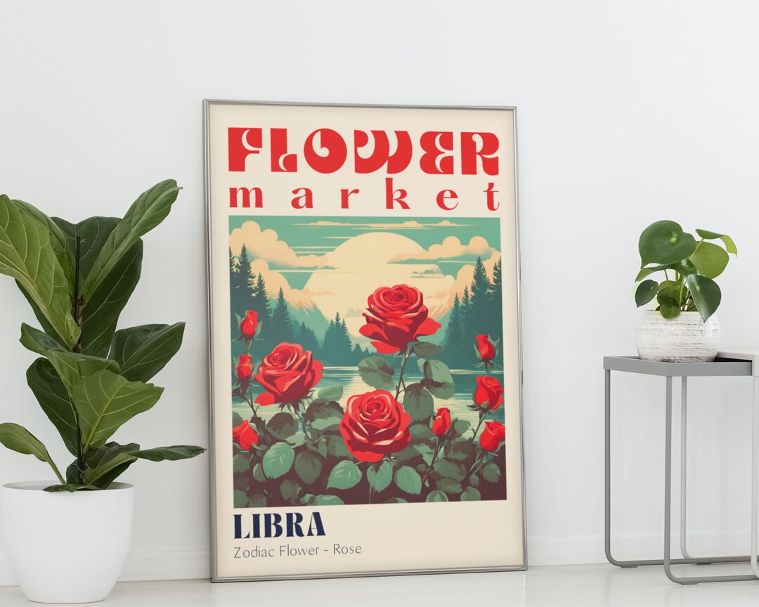 Zodiac Birth Flower Print Birth Month Poster Birth Month Flower Grandma ...