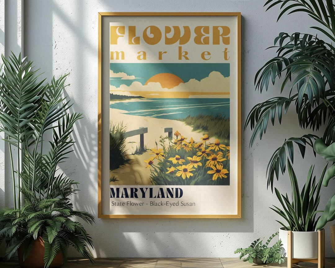 Maryland State Flower Market Poster Retro Cities Prints Retro Travel ...